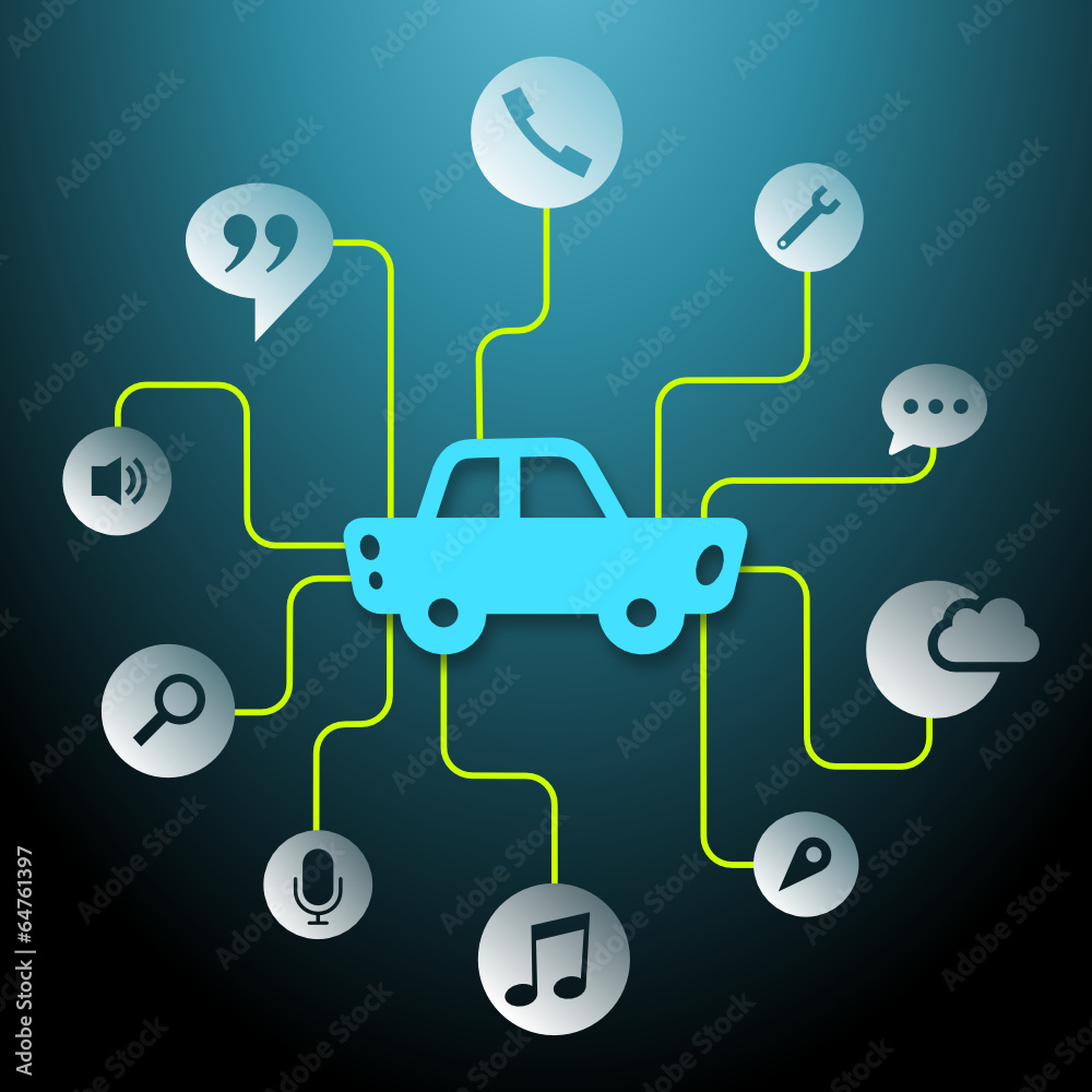 Connected car - Voiture connectée - 004 Stock Vector | Adobe Stock