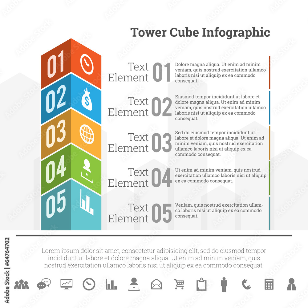 Tower Cube Infographic Stock Vector | Adobe Stock