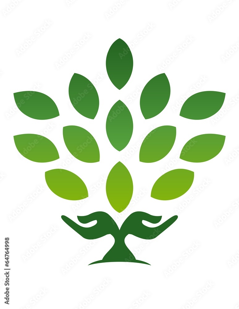 tree hand logo icon, wellness concept nature hand tree health logo ...