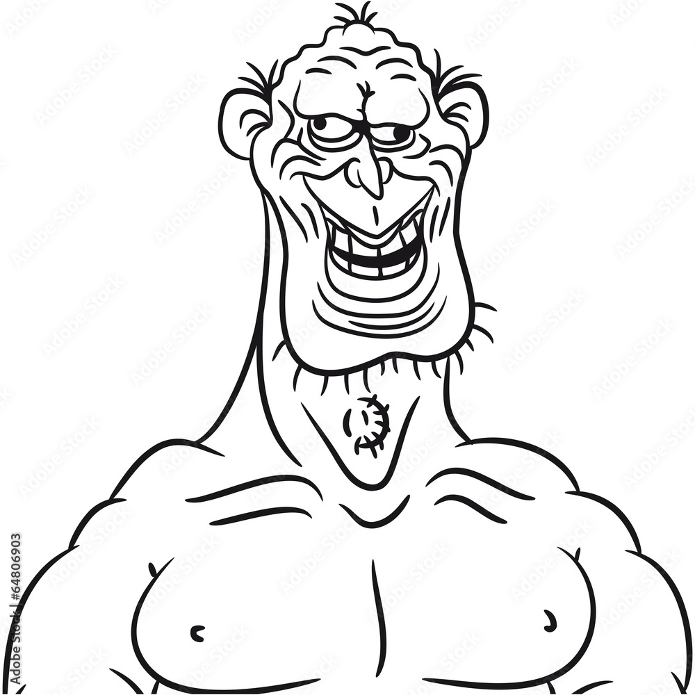 Dummer Muskel Bodybuilder Opa Stock-Illustration | Adobe Stock