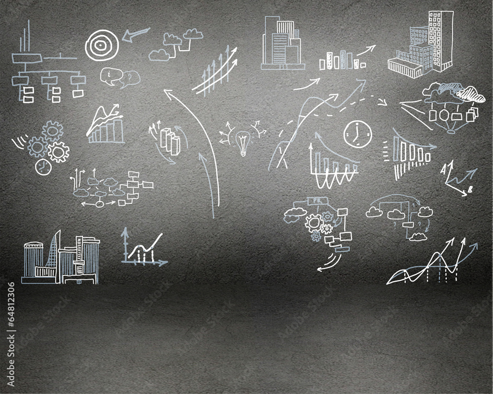 painted on the wall charts, symbols and diagrams Stock Illustration ...