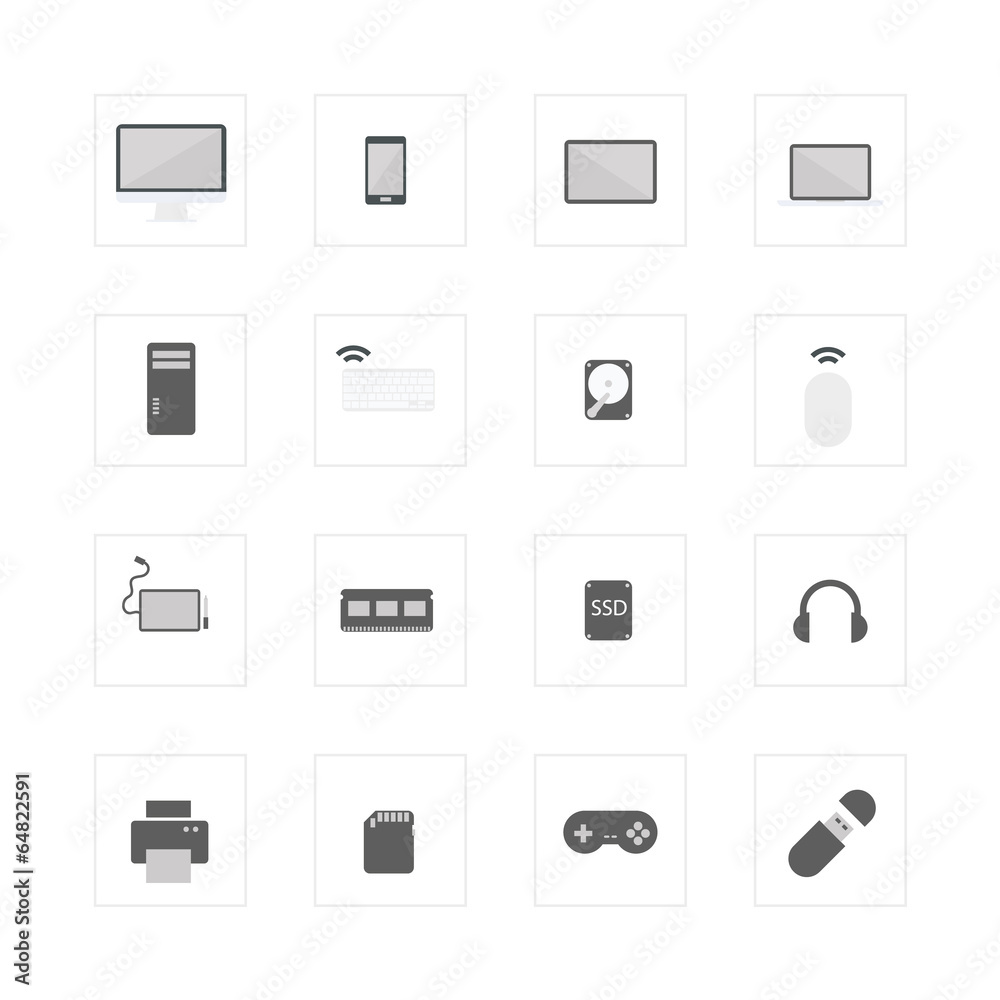 Computer device icons set. Stock Vector | Adobe Stock