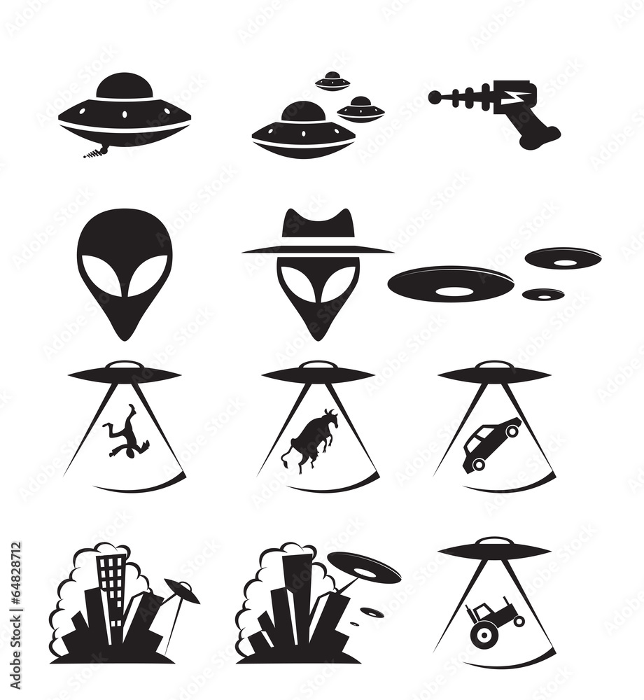Ufo icons Stock Vector | Adobe Stock