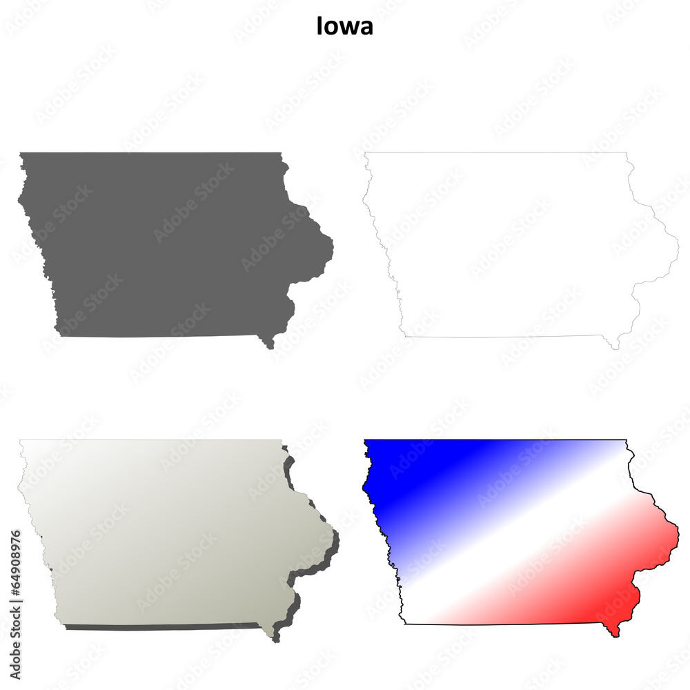 Iowa blank outline map set Stock Vector | Adobe Stock