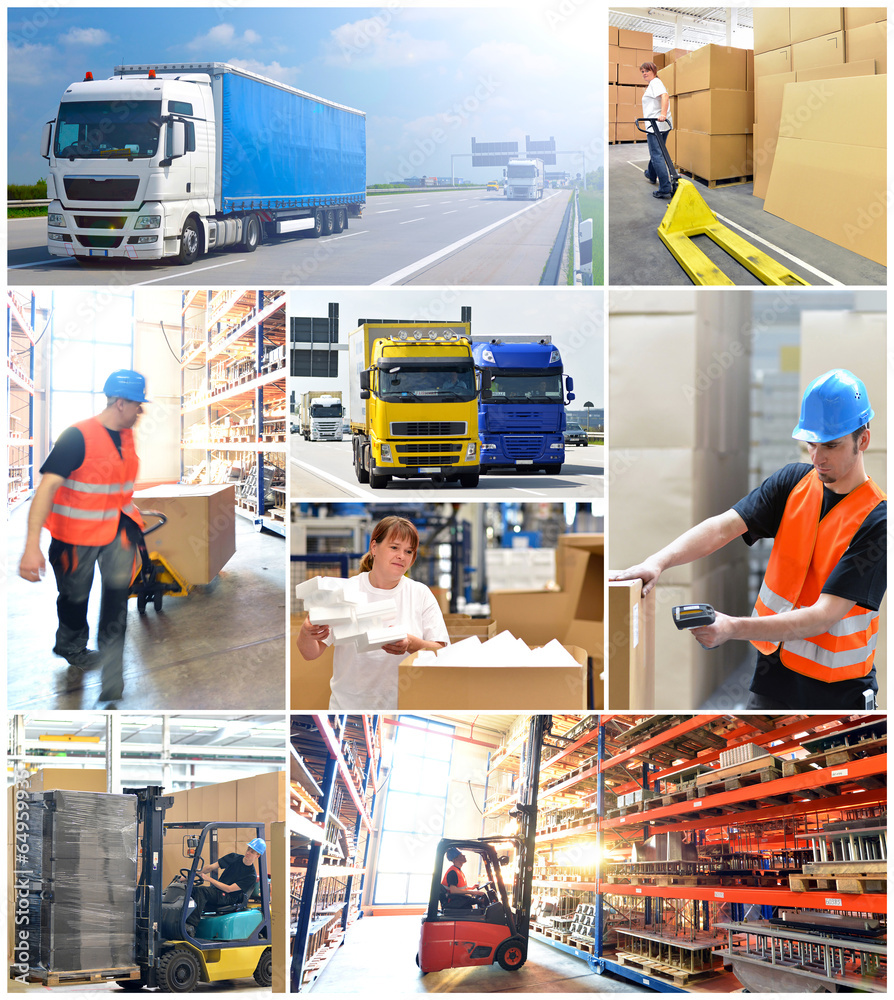 Collage logistics and freight forwarding Stock-Foto | Adobe Stock