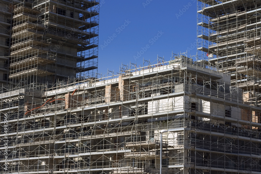 Scaffolding on a construction site of a new building Stock Photo ...
