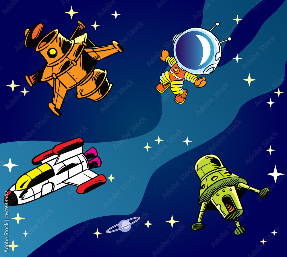 cartoon spaceships Stock Vector | Adobe Stock