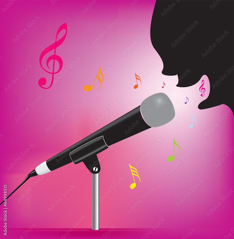Vector illustration of karaoke singing Stock Vector | Adobe Stock