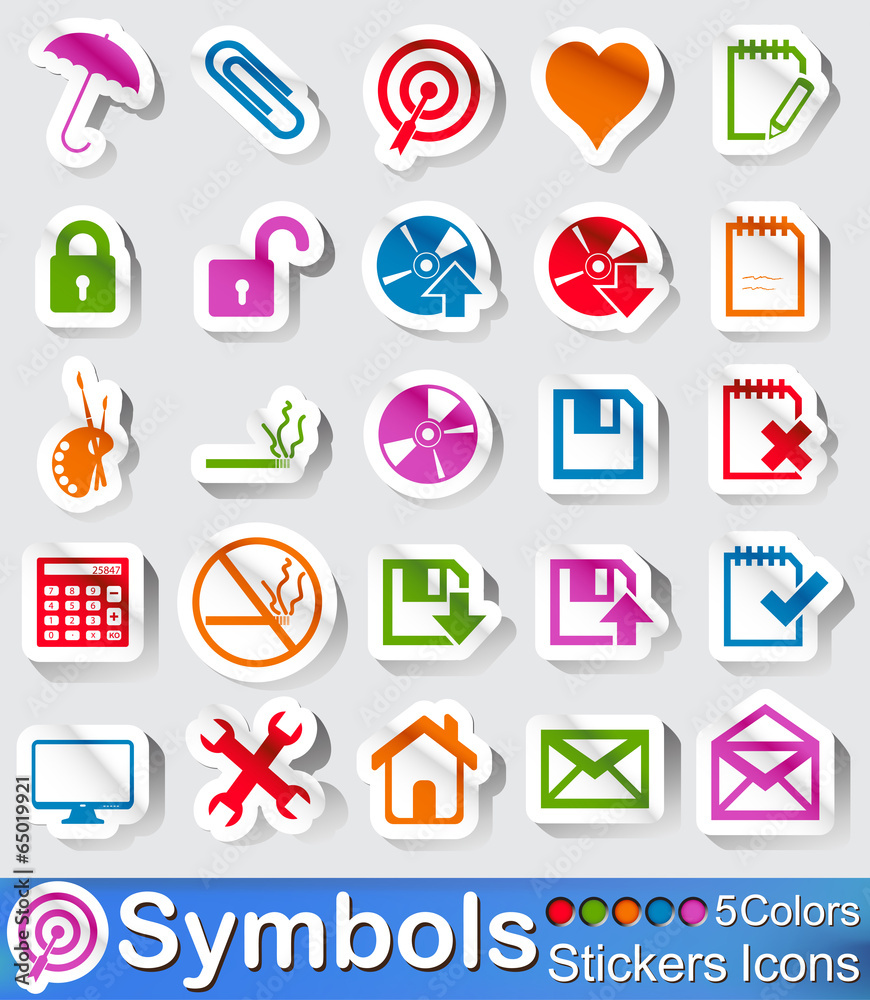 Symbols stickers icon and buttons Stock Vector | Adobe Stock