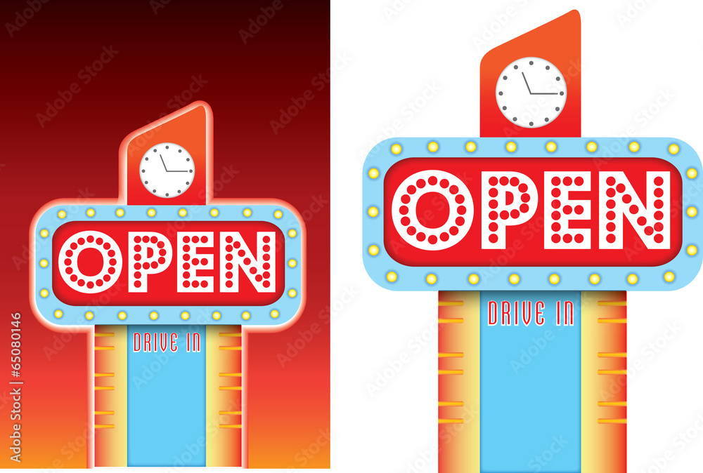 open sign for roadside retro vintage diner style advertising Stock ...