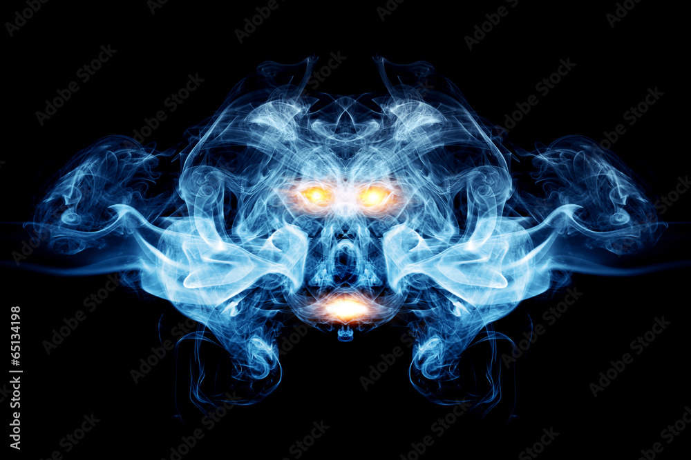 Abstract face made of smoke, flames. Ghost, devil, logo element Stock ...