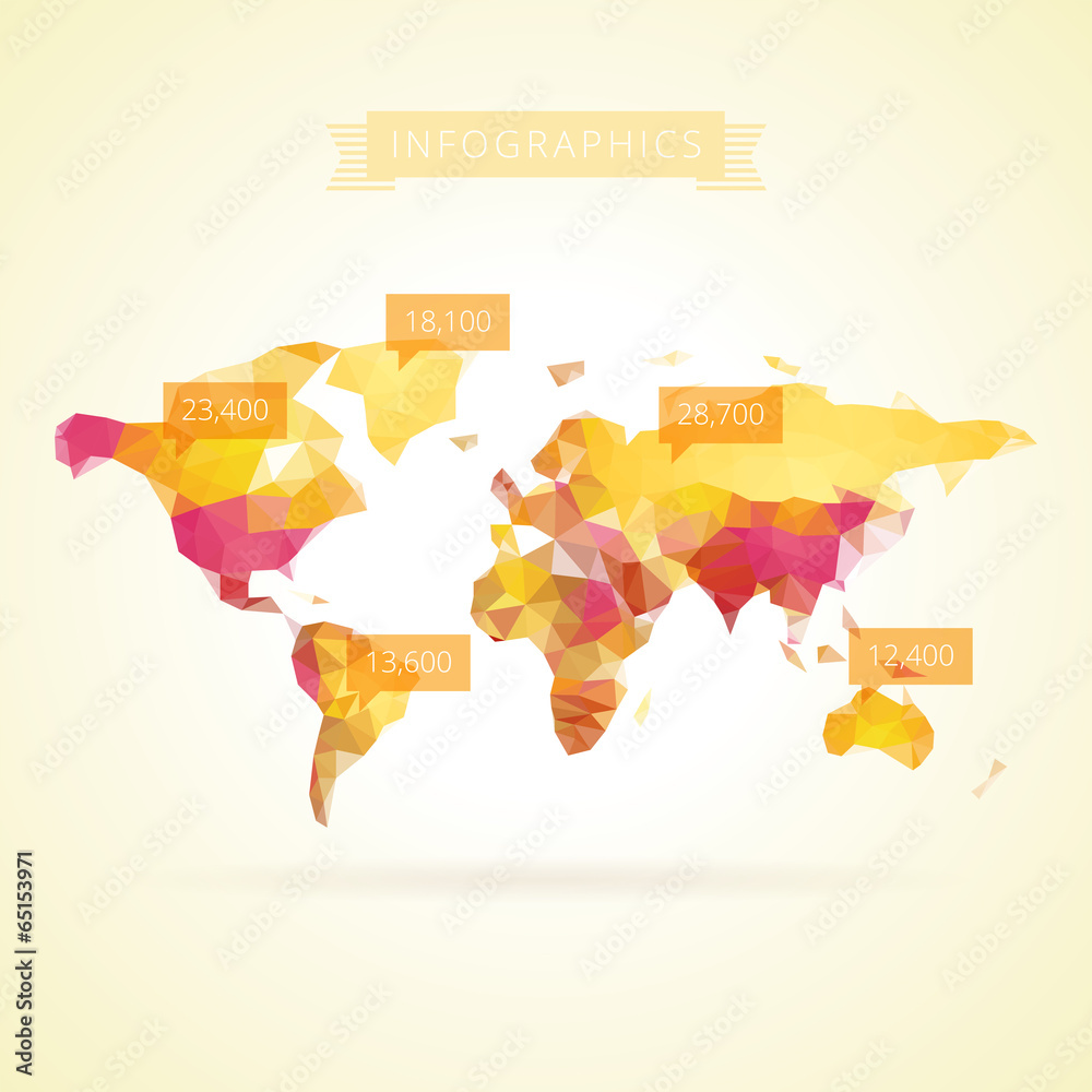 World map with infographics elements Stock Vector | Adobe Stock