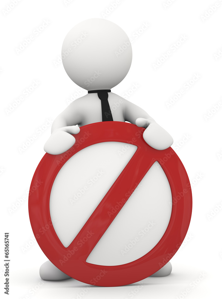 omino bianco con simbolo divieto ilustración de Stock | Adobe Stock