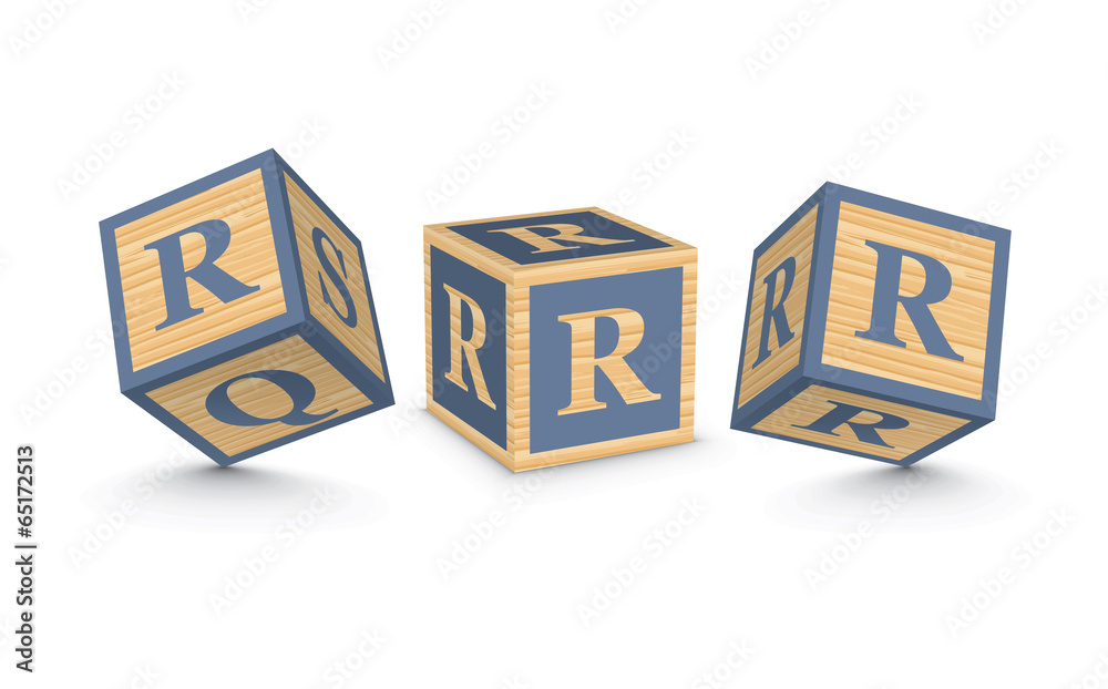 Vector letter R wooden alphabet blocks Stock Vector | Adobe Stock