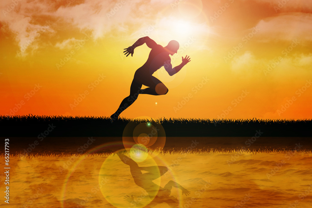 Silhouette of a sprinter at sunset Stock Illustration | Adobe Stock