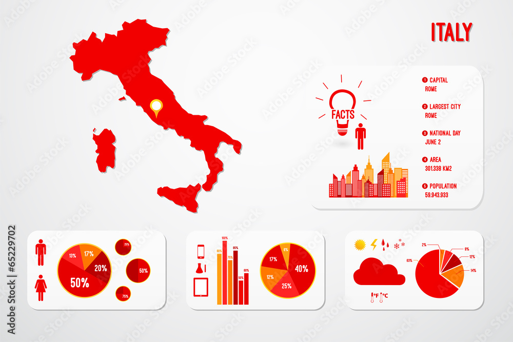 Italy Map Infographics Vector Illustration Stock Vector | Adobe Stock