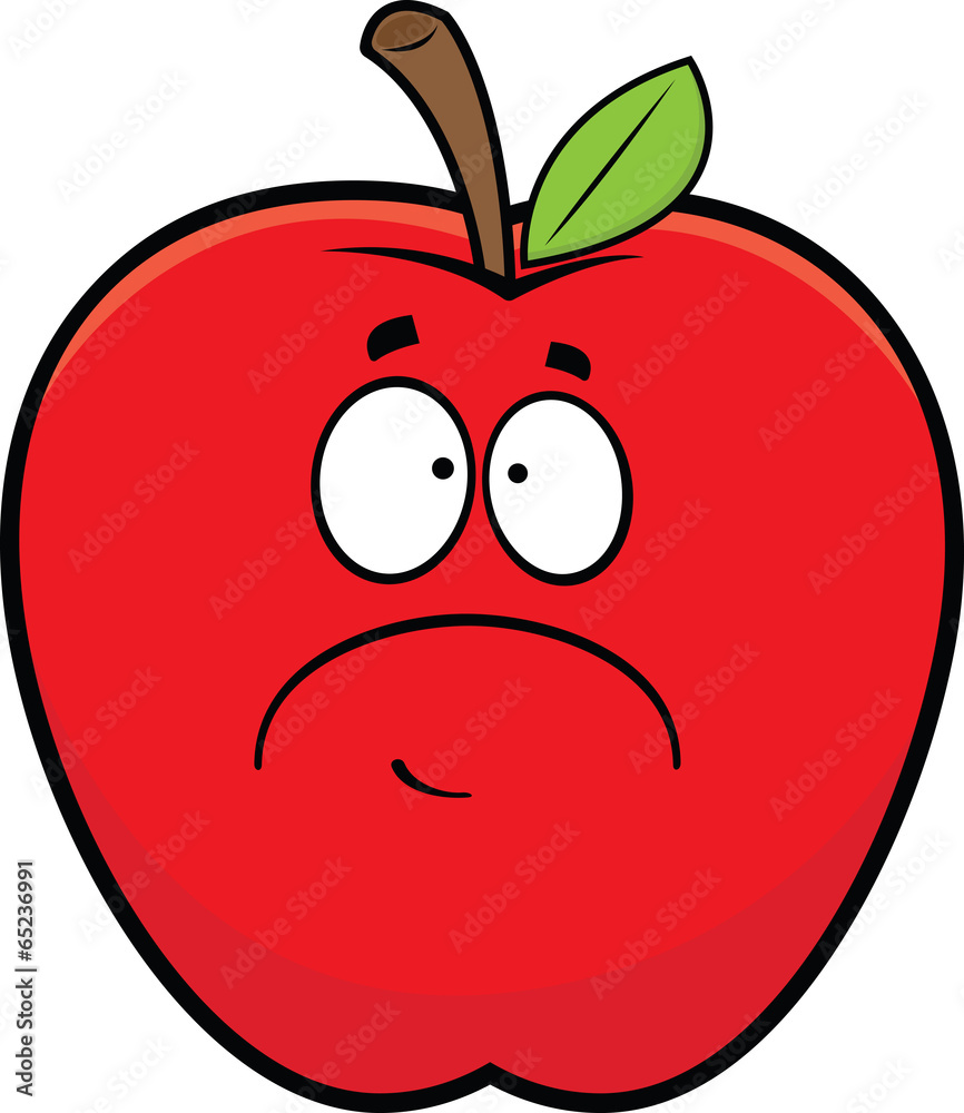 Cartoon Sad Red Apple Stock Vector | Adobe Stock