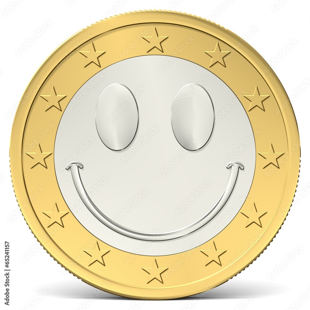 Ein Euro Münze mit fröhlichem Smiley Stock-Illustration | Adobe Stock