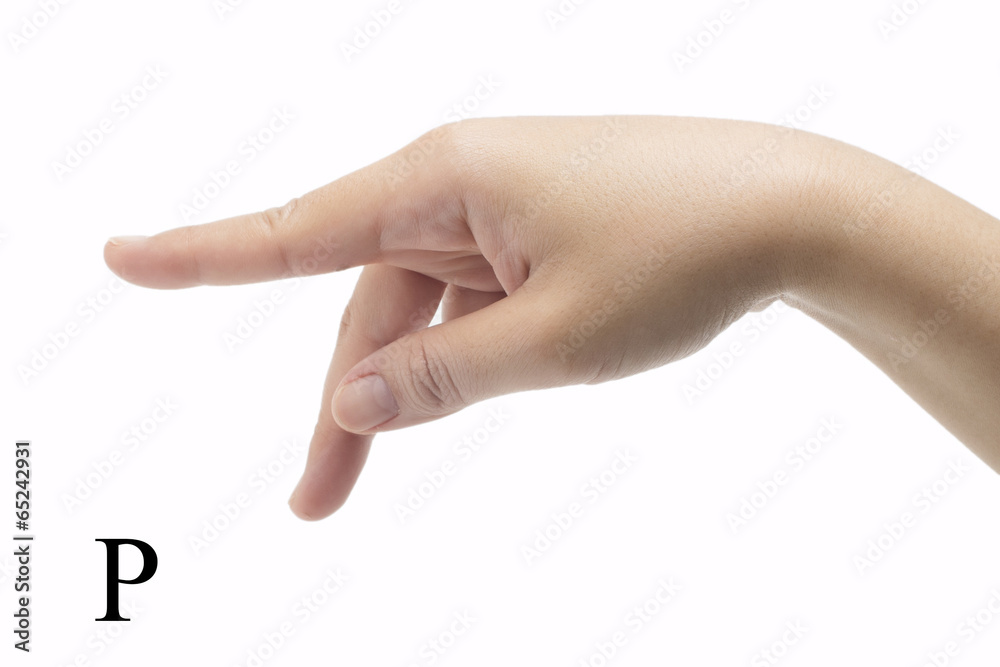 Hand sign language alphabet isolated on white Stock Photo | Adobe Stock