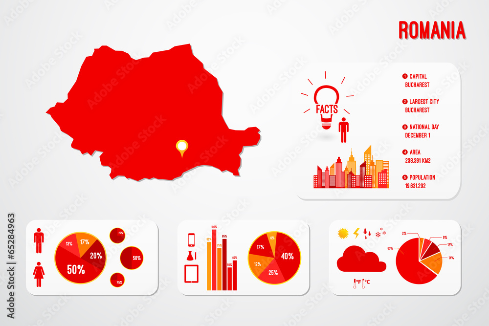 Romania Infographics Map Vector Illustration Stock Vector | Adobe Stock