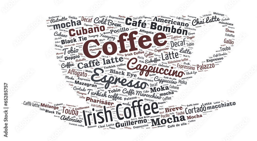 Coffee Shaped Word Cloud Stock Vector | Adobe Stock