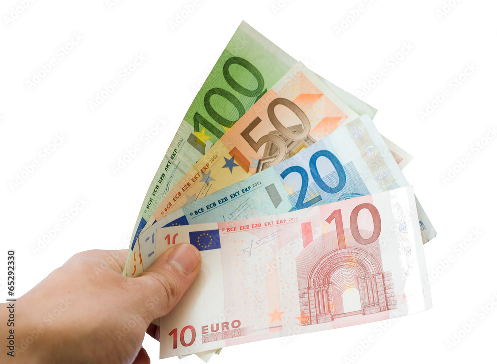 Hand mit Geldscheinen Stock-Foto | Adobe Stock