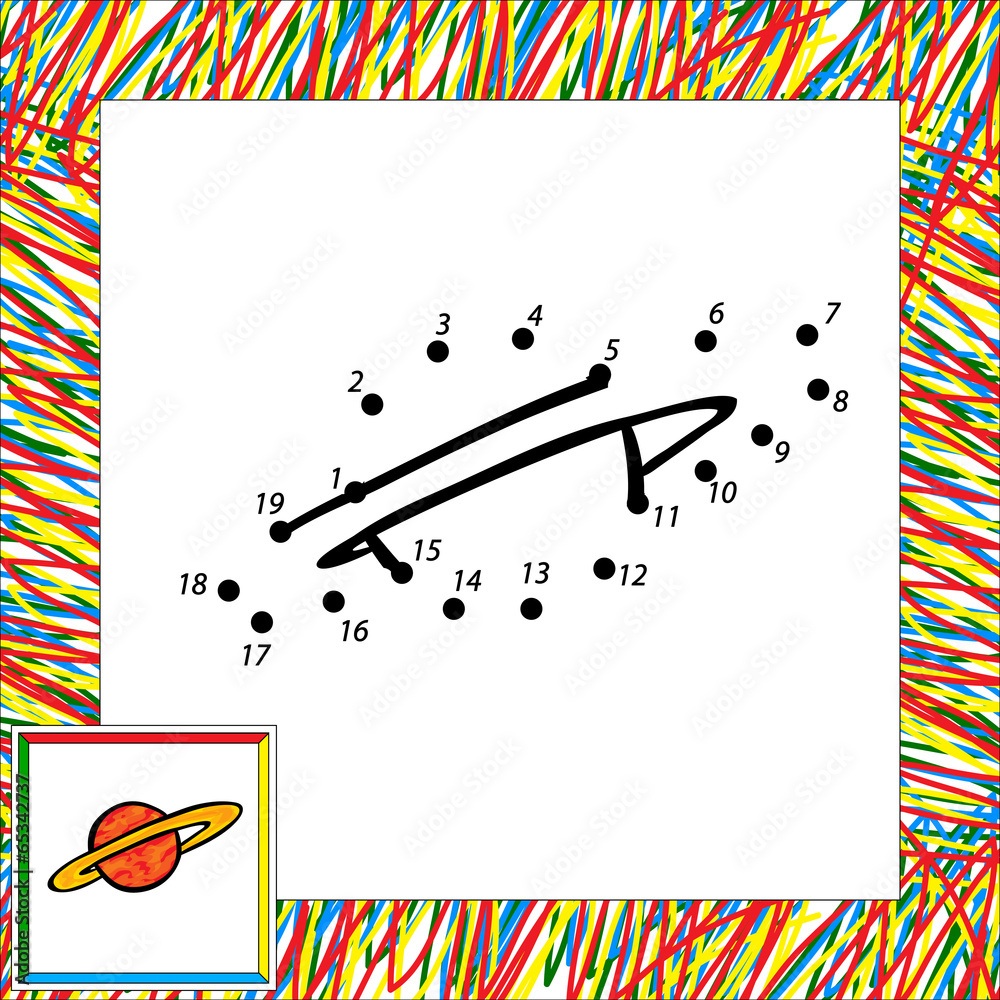 Cartoon vector planet (second). Dot to dot Stock Vector | Adobe Stock