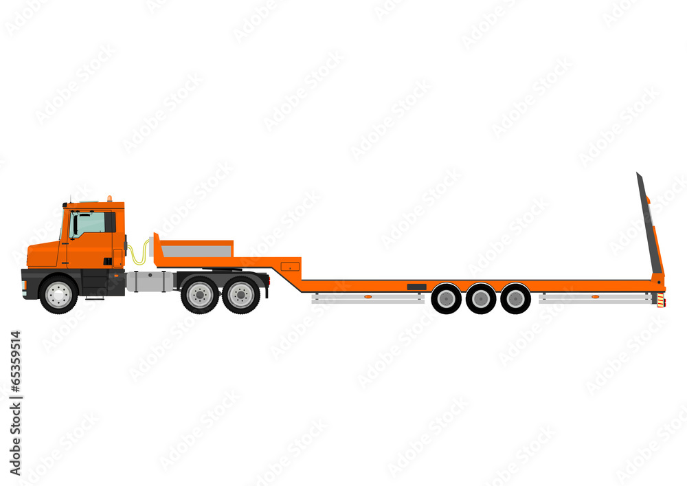 Cartoon tractor unit with a heavy trailer Stock Vector | Adobe Stock