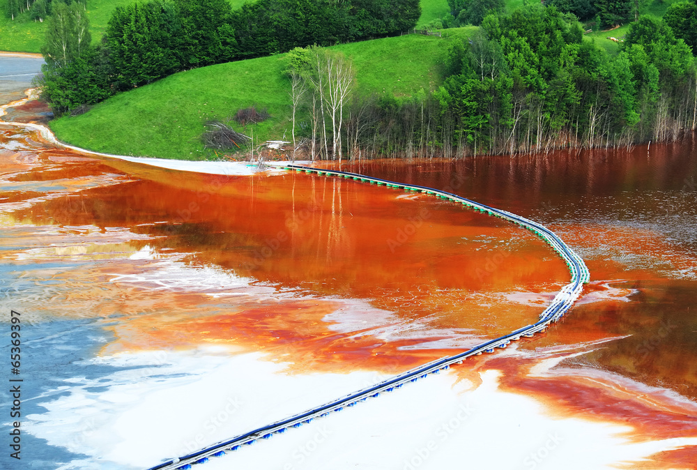 Water pollution of a copper mine exploitation Stock Photo | Adobe Stock