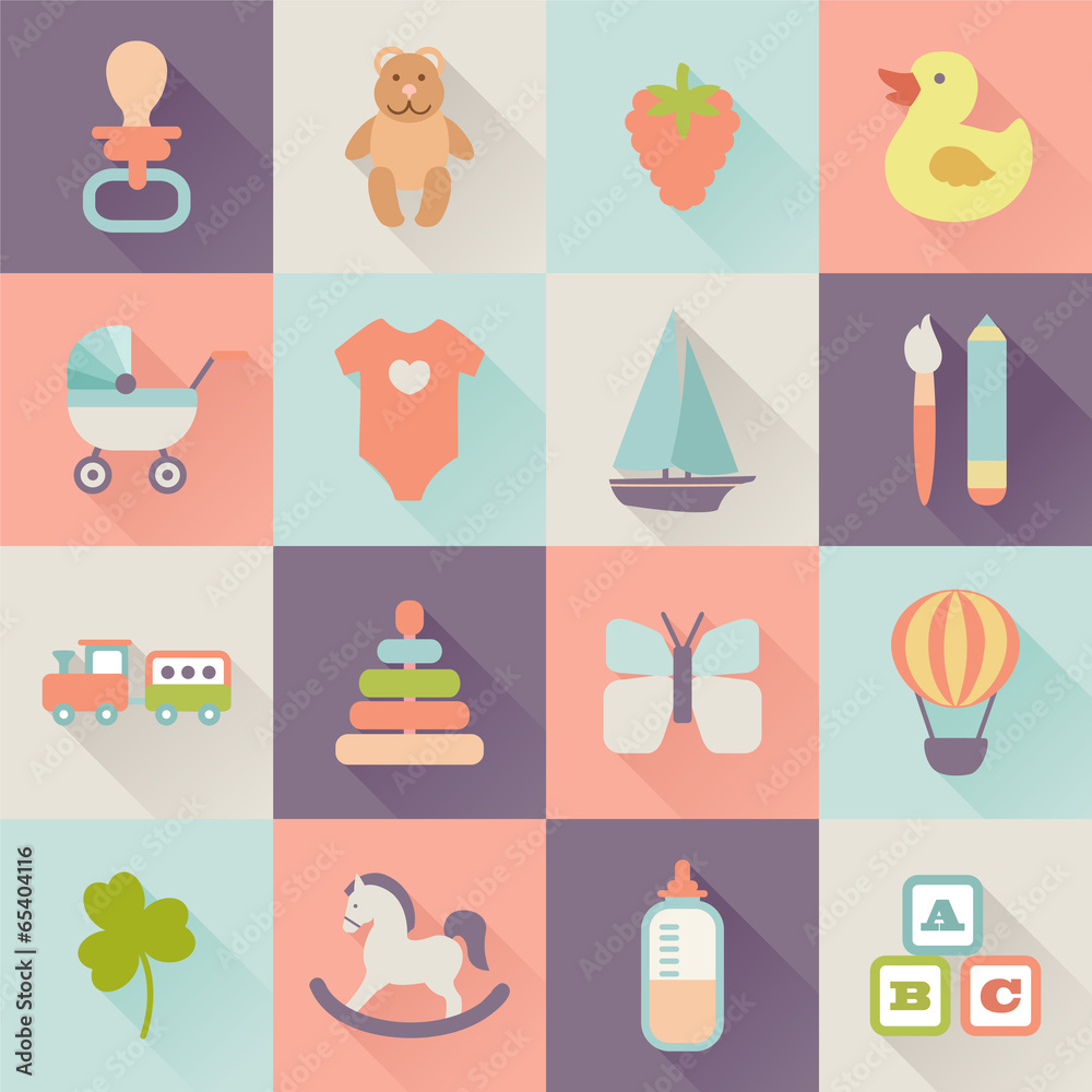 set of flat baby icons Stock Vector | Adobe Stock