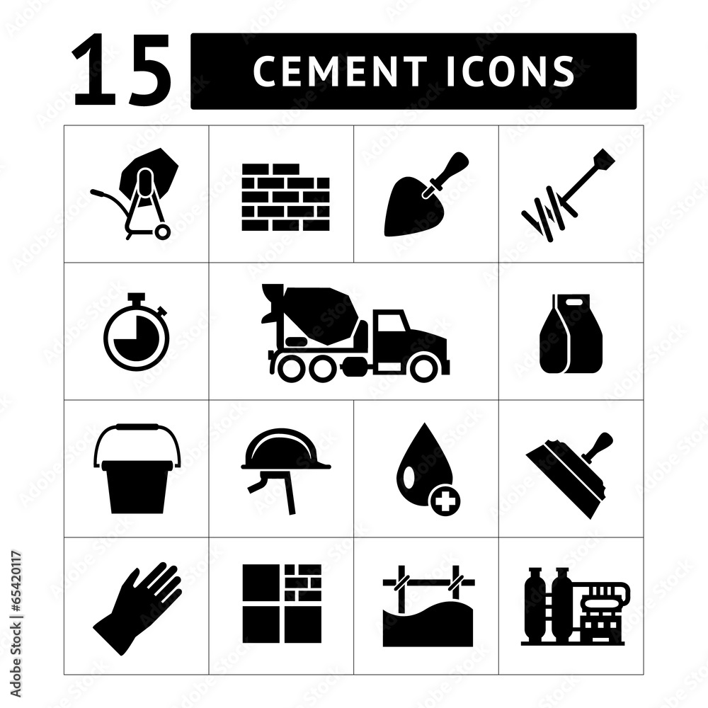 Set icons of cement and concrete Stock Vector | Adobe Stock