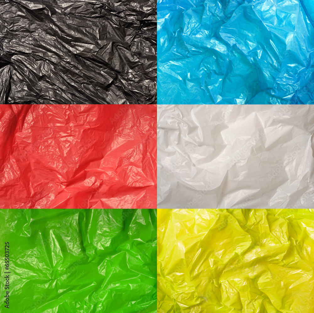 collection of various plastic bags textures isolated on white ba Stock ...