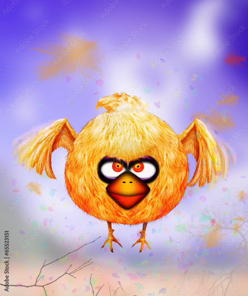 Yellow Angry Bird Flying