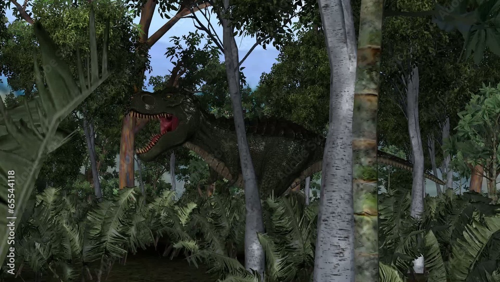 Tyrannosaurus T-Rex in a prehistoric scene Stock Video | Adobe Stock