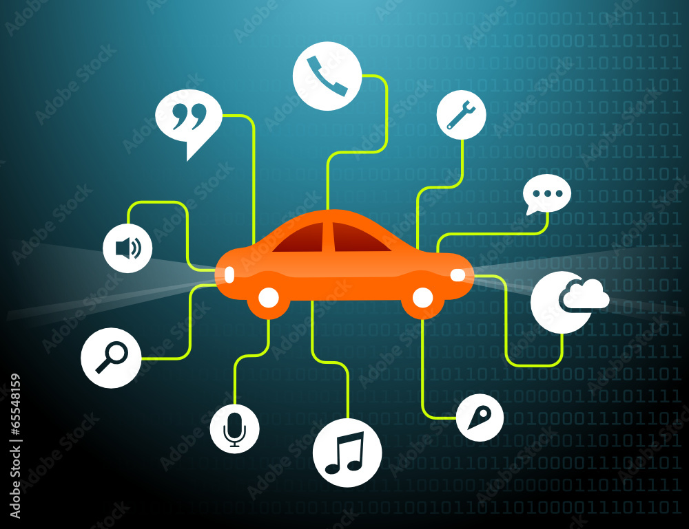 Connected car - Voiture connectée - 005 Stock Vector | Adobe Stock