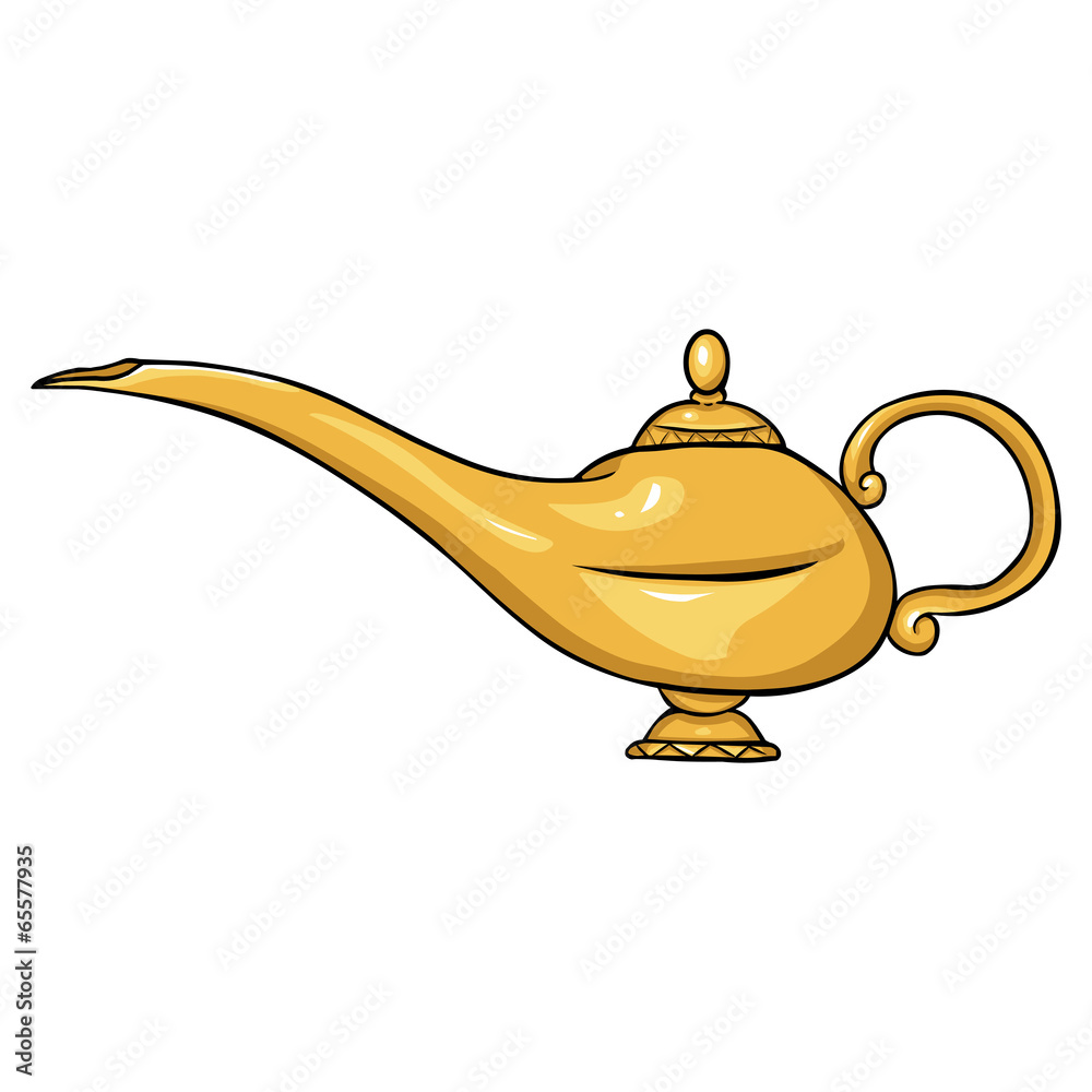 Vector Cartoon Magic Genies Lamp Stock Vector Adobe Stock