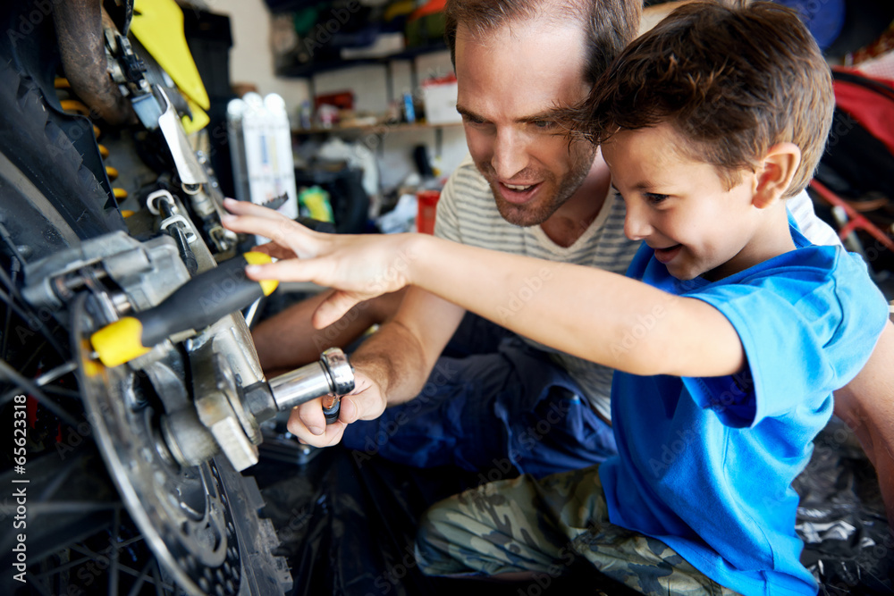 Helping dad with tools Stock Photo | Adobe Stock