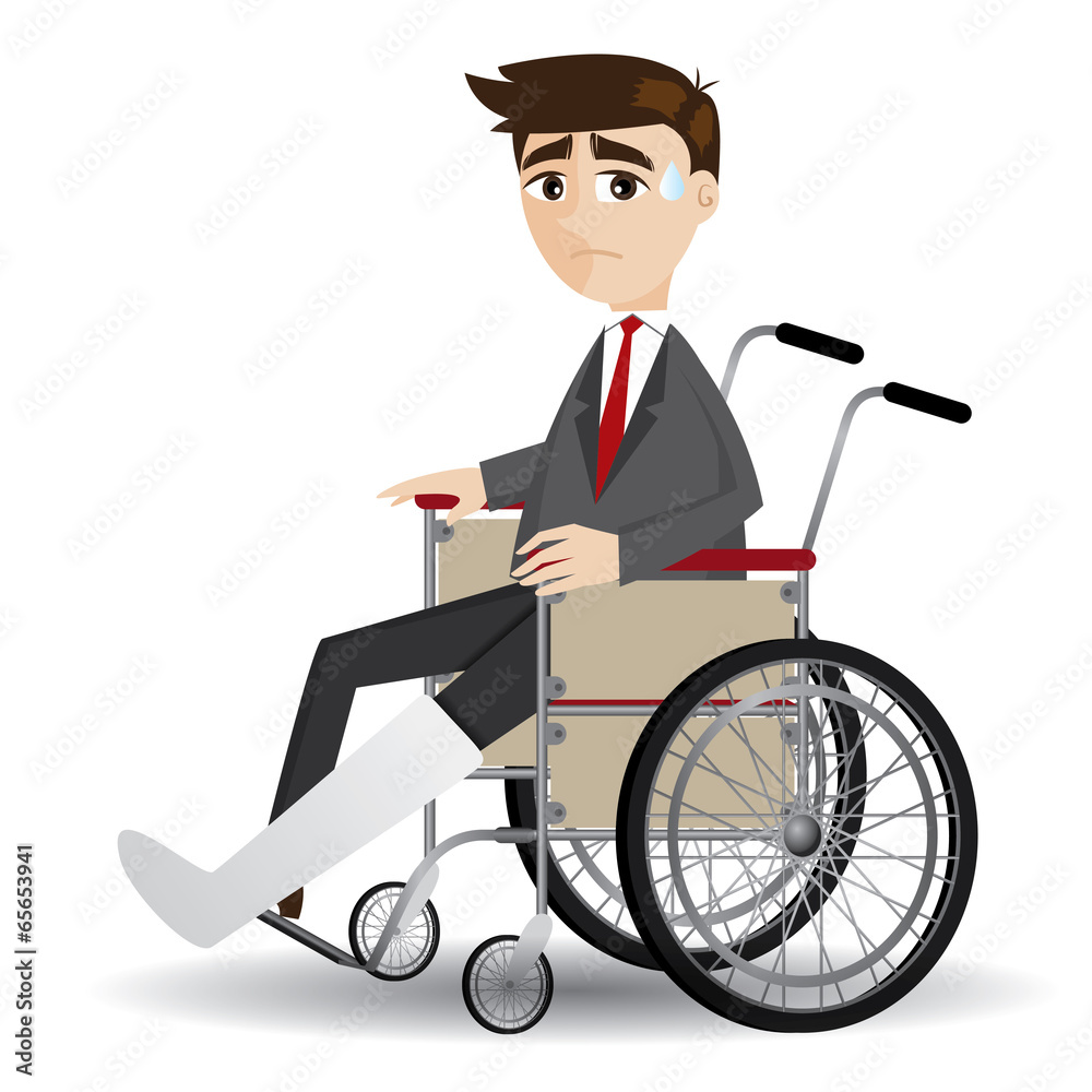 cartoon broken leg businessman sitting on wheelchair Stock Vector ...