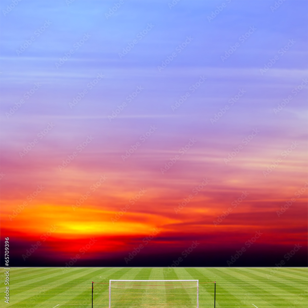 Soccer Field At Sunset