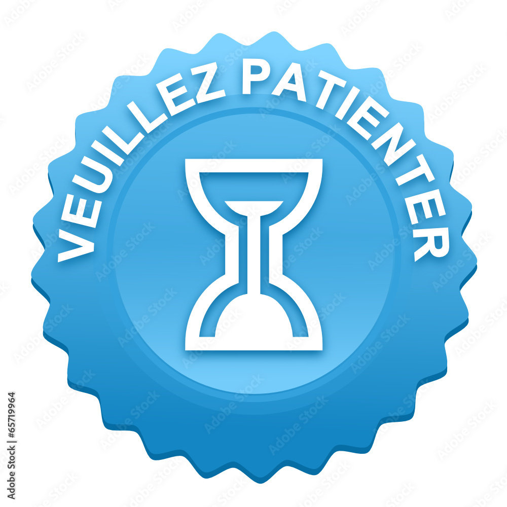 veuillez patienter sur bouton web denté bleu Stock Vector | Adobe Stock