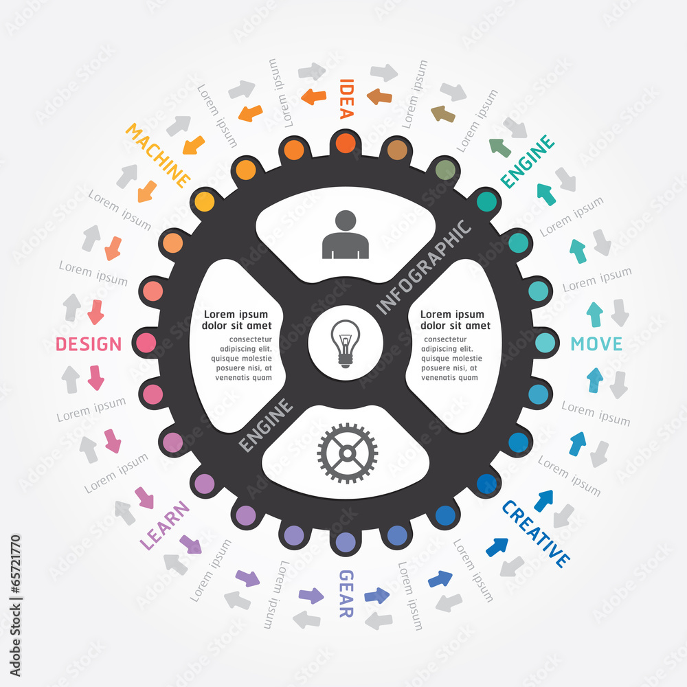 infographics vector gear design diagram line style template Stock ...