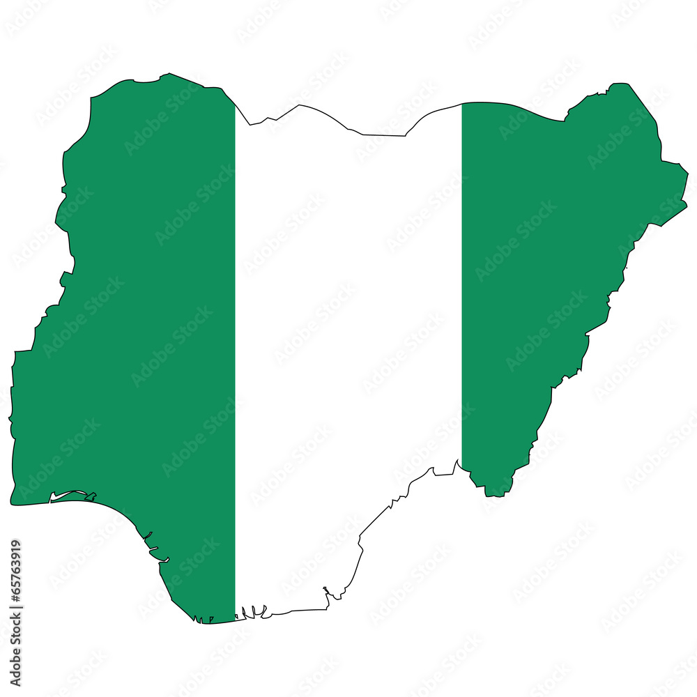 Vector map with the flag inside - Nigeria. Stock Vector | Adobe Stock