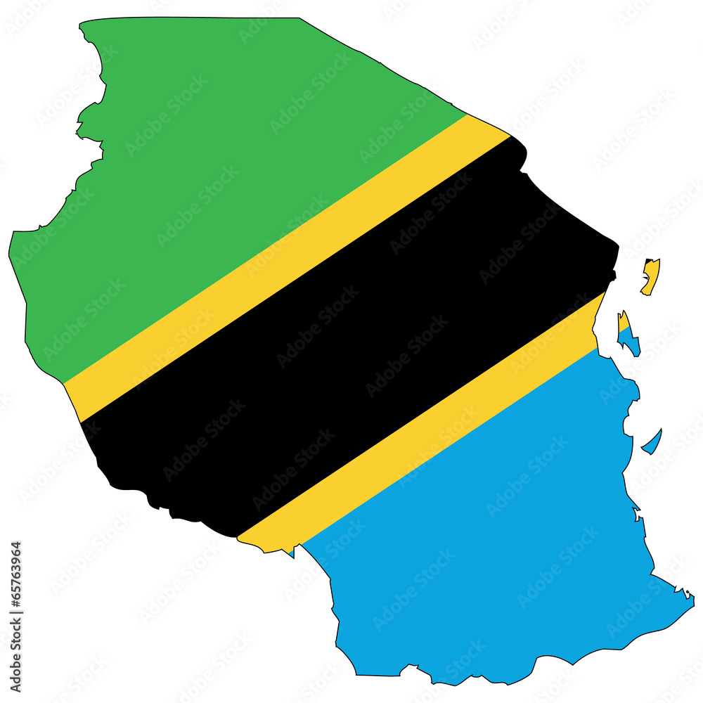Vector map with the flag inside - Tanzania. Stock Vector | Adobe Stock