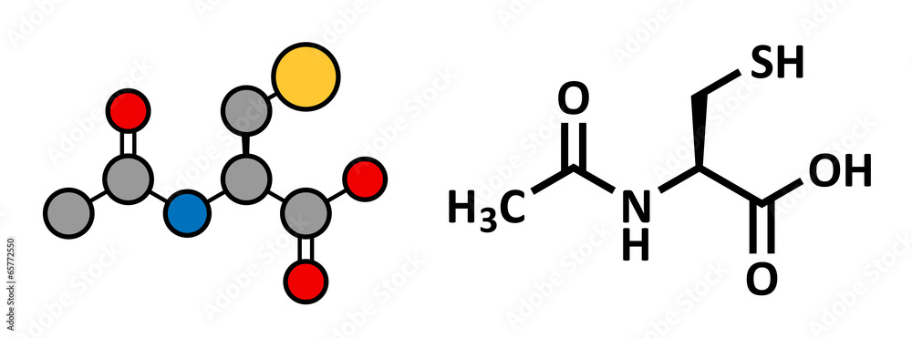 Acetylcysteine (NAC) mucolytic drug, chemical structure. Stock ...