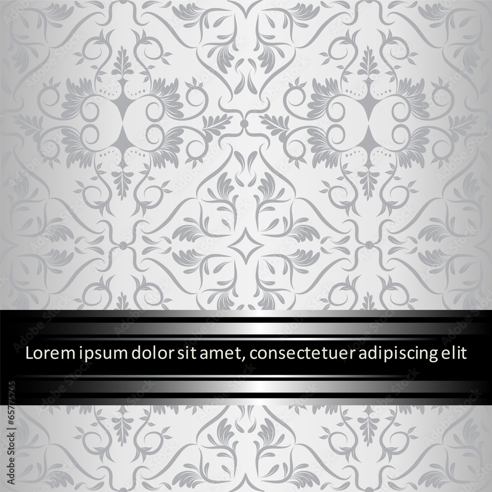 Invitation card with silver elements of design Stock Vector | Adobe Stock