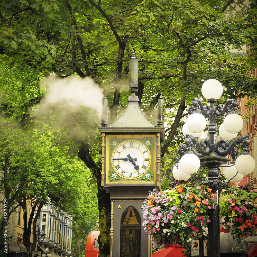 Historical steam clock in the center of Vancouver . Stock Photo | Adobe ...