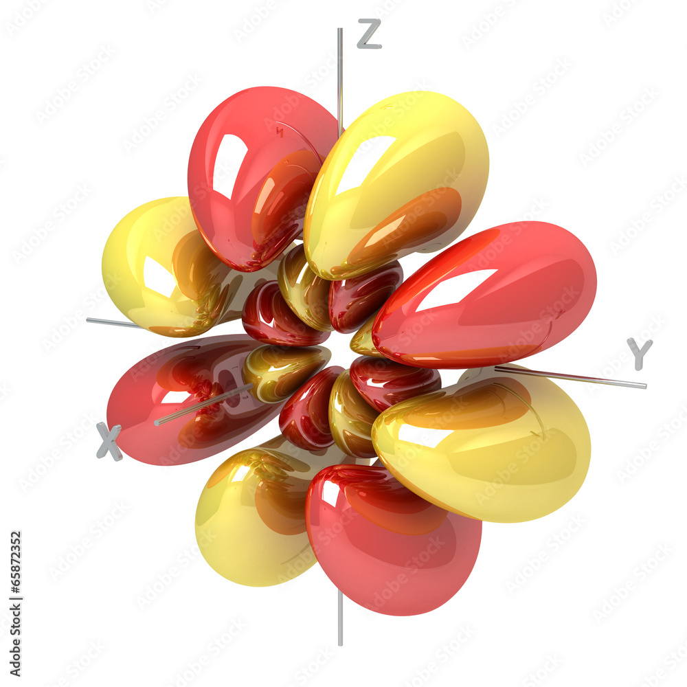 Shape of the 6G M-4 atomic orbital on white background. Availabl Stock ...