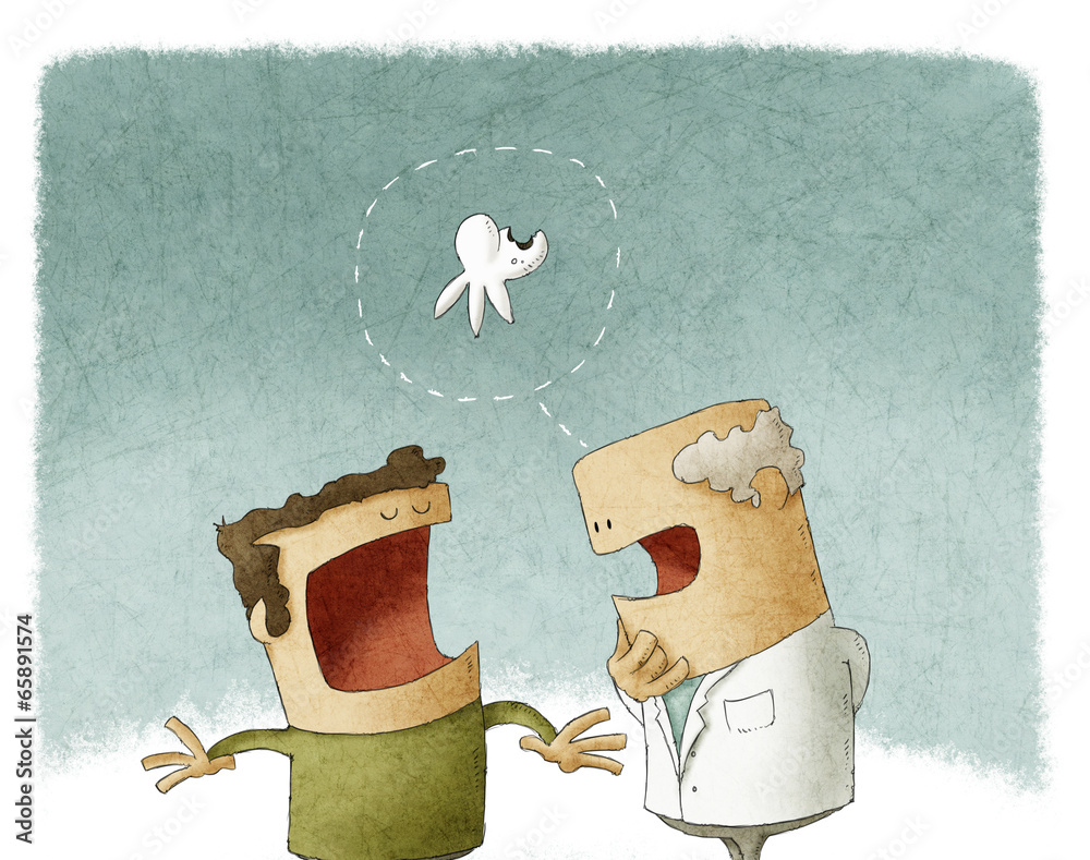 Dentist talking to his patient about a tooth cavity Stock Illustration ...