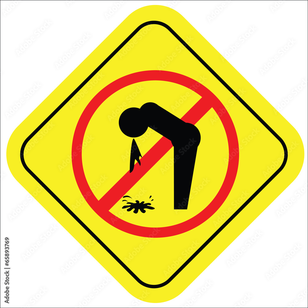 warning sign with an icon not vomiting place Stock Vector | Adobe Stock