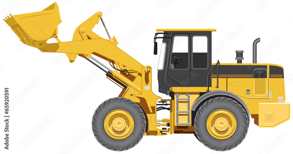 Big wheel loader. Illustration in vector format Stock Vector | Adobe Stock